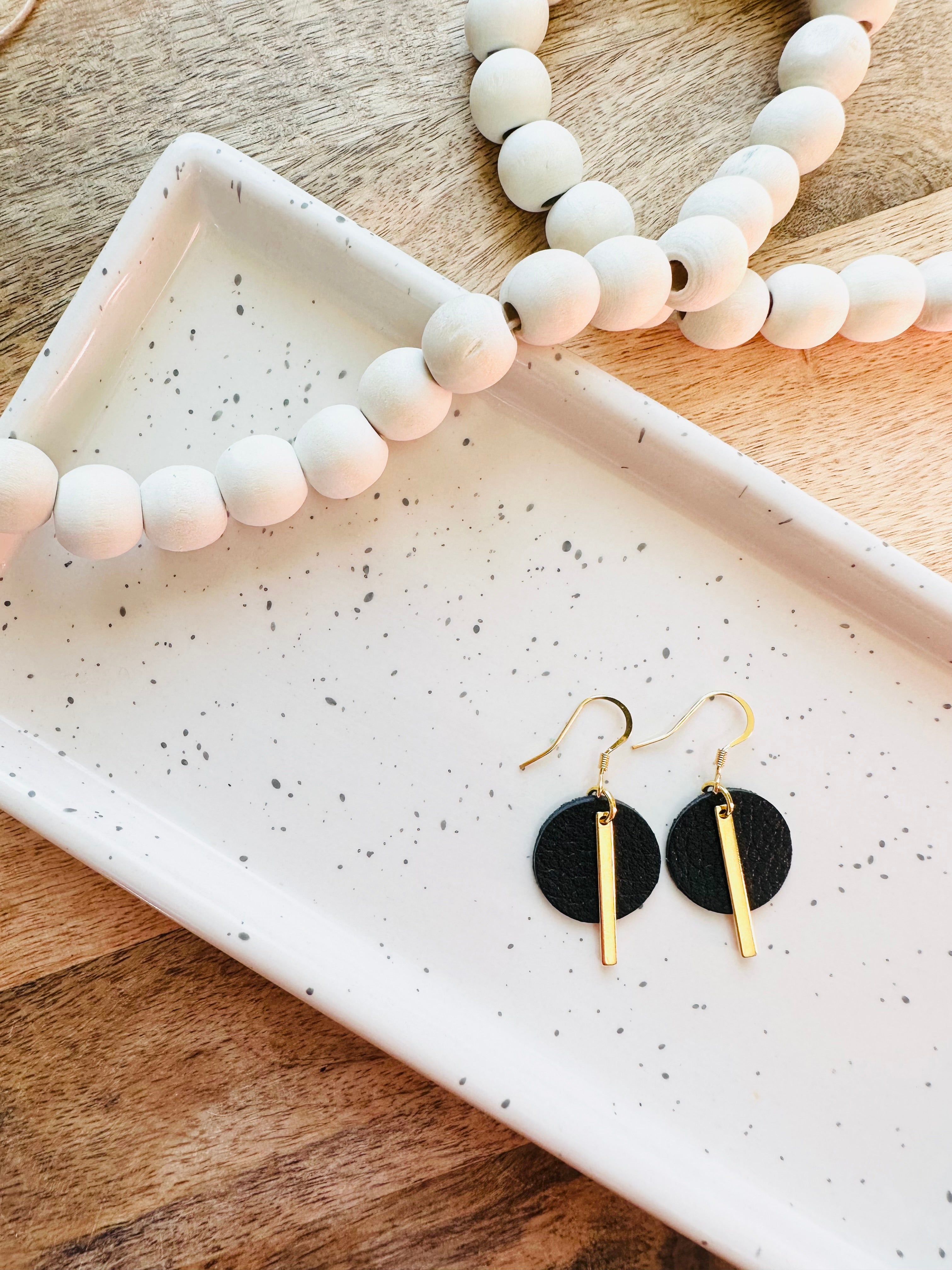 Leather + Gold Earrings – Beloved Designs